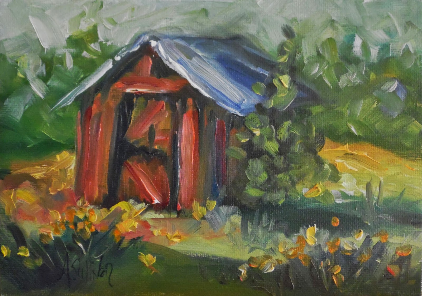 THROUGH THE EYES OF AN ARTIST: First Bloomers barn, landscape painting ...