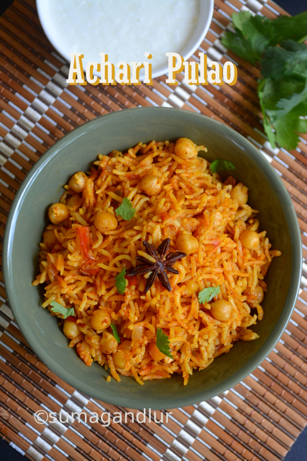 Veggie Platter: Rice Dishes ~ A for Achari Chole Pulao