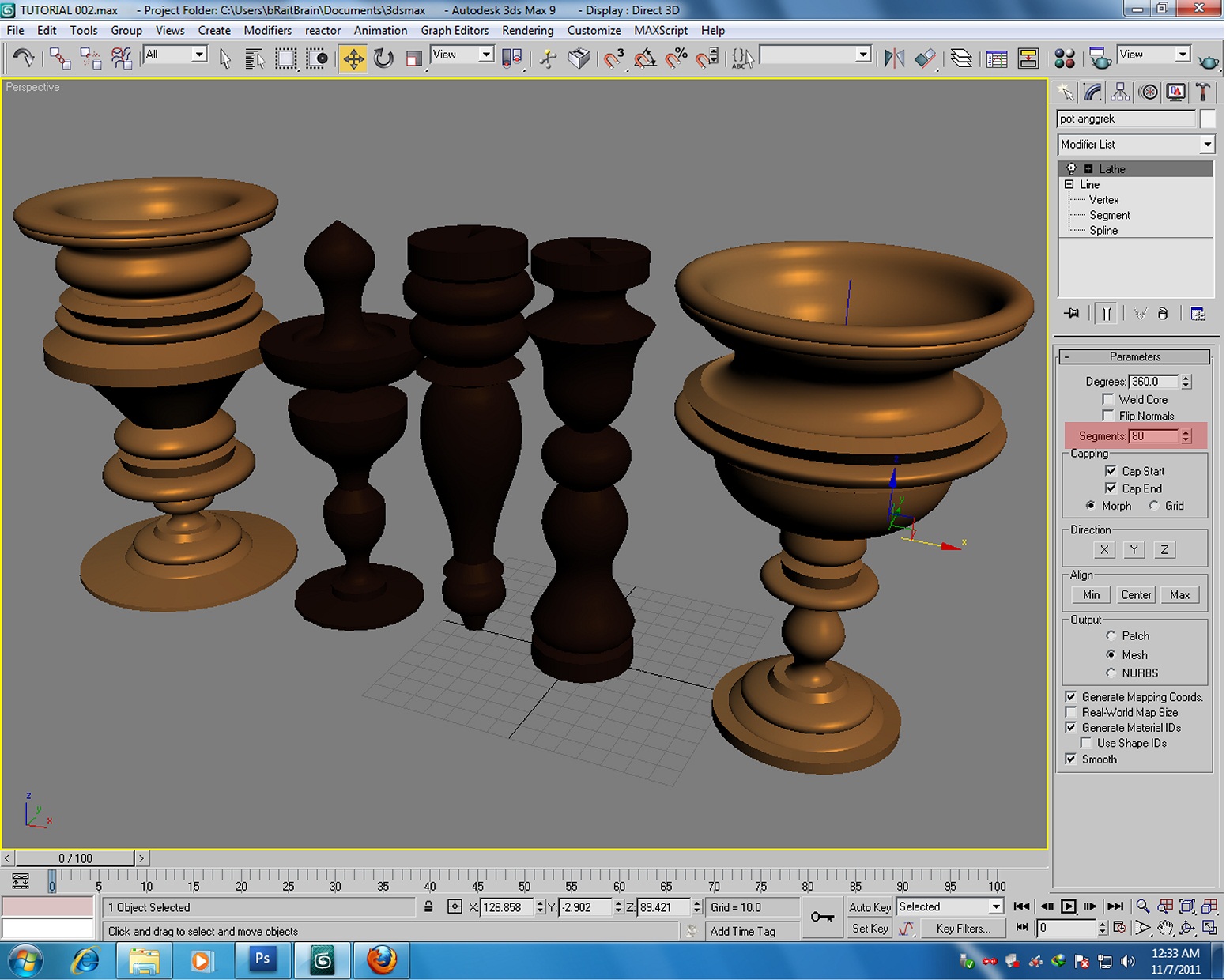 3dmax Tutorials: Quick modeling with "Lathe"