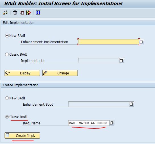 SAP ABAP 4 Tutorial: Simple BADI for Material Check