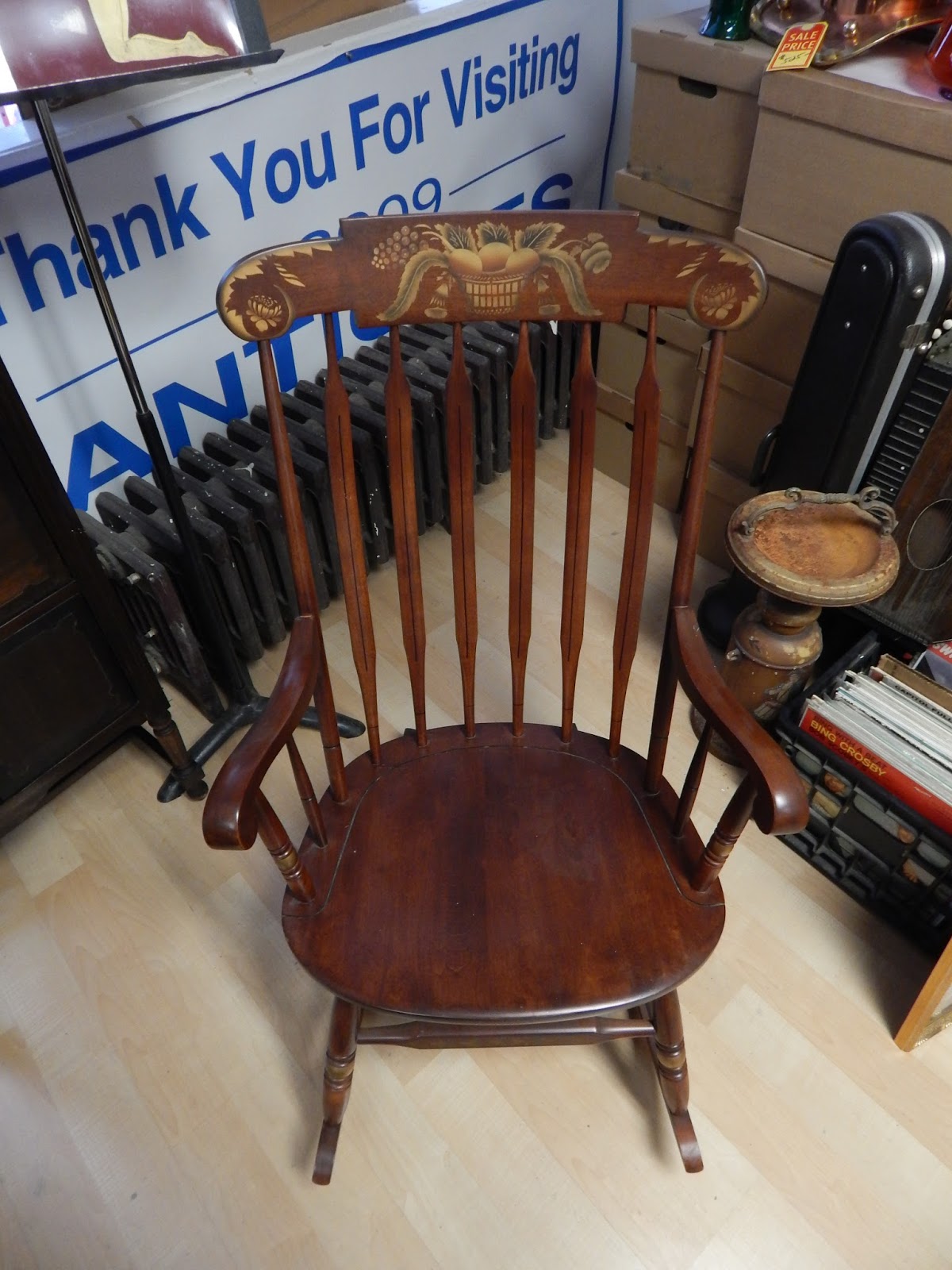 13909 Antiques: Vintage Hitchcock Arrowback Rocker in Harvest Stain