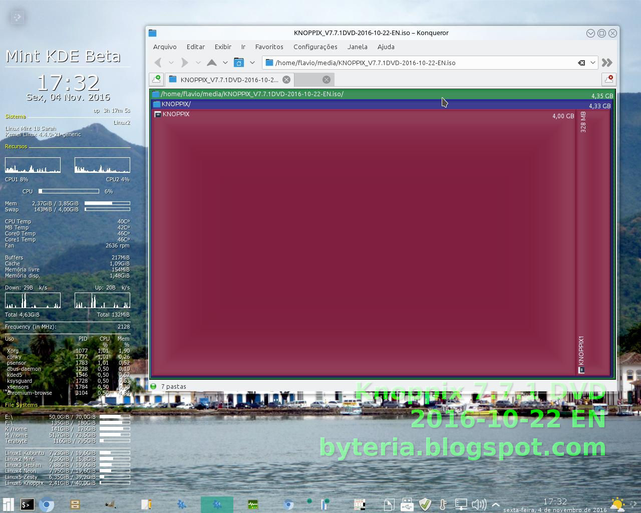 Byteria: Instalando Knoppix 7.7.1 em Pendrive de 32GB com Persistência