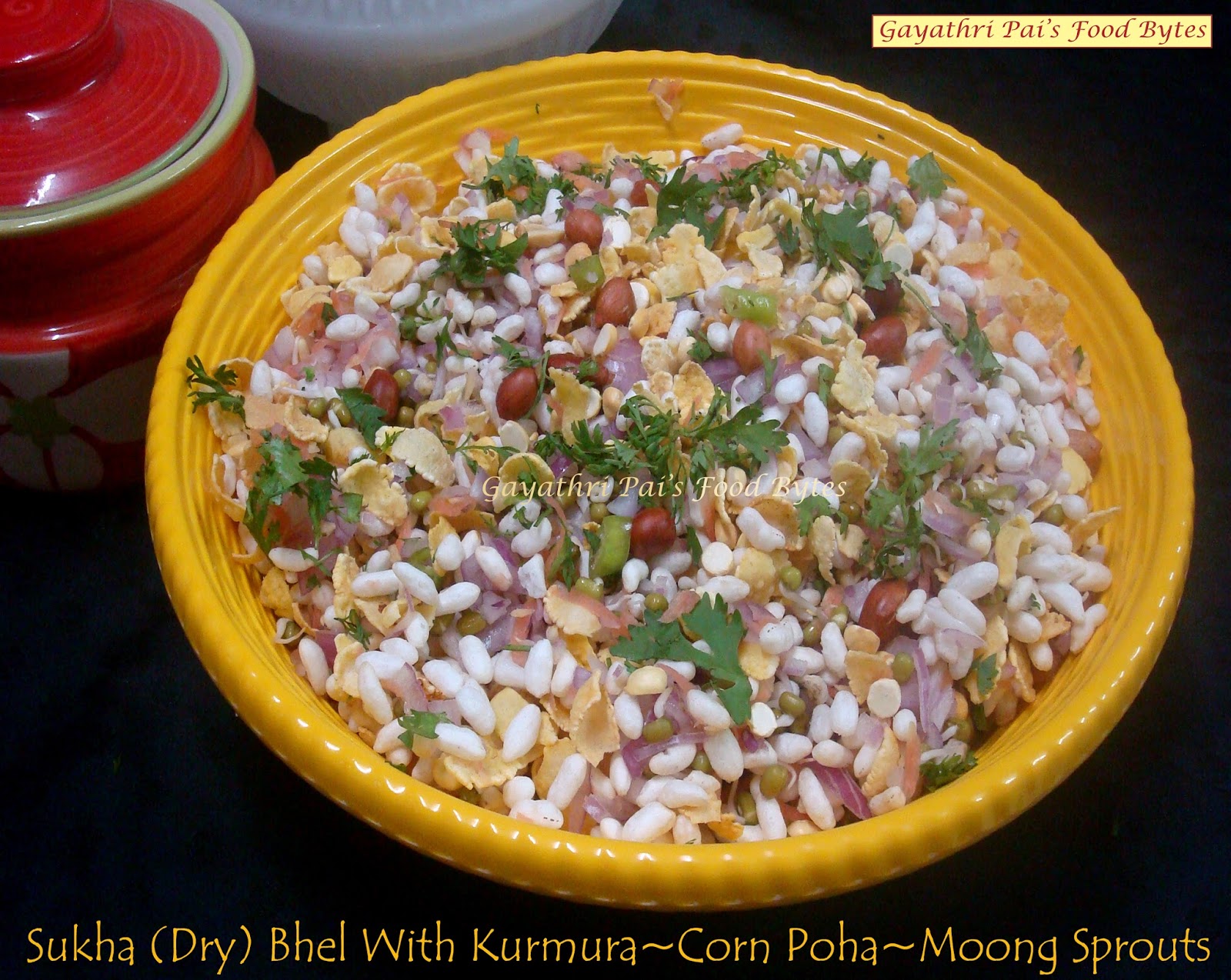 Gayathri Pai's Food Bytes: Sukha (Dry) Bhel With Kurmura~Corn Poha ...