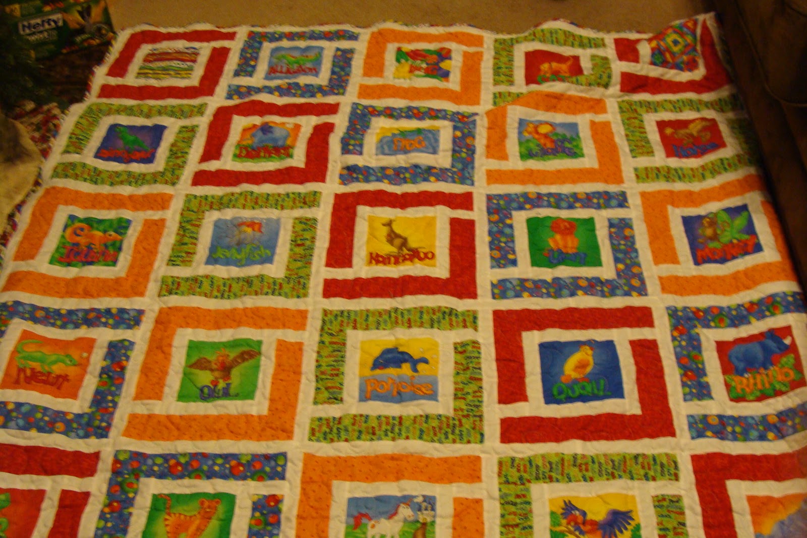 Inch Worm Fabrics: Baby Blanket- Jungle Path Baby Quilt