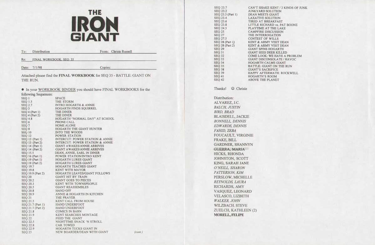 Living Lines Library: The Iron Giant (1999) - Storyboards