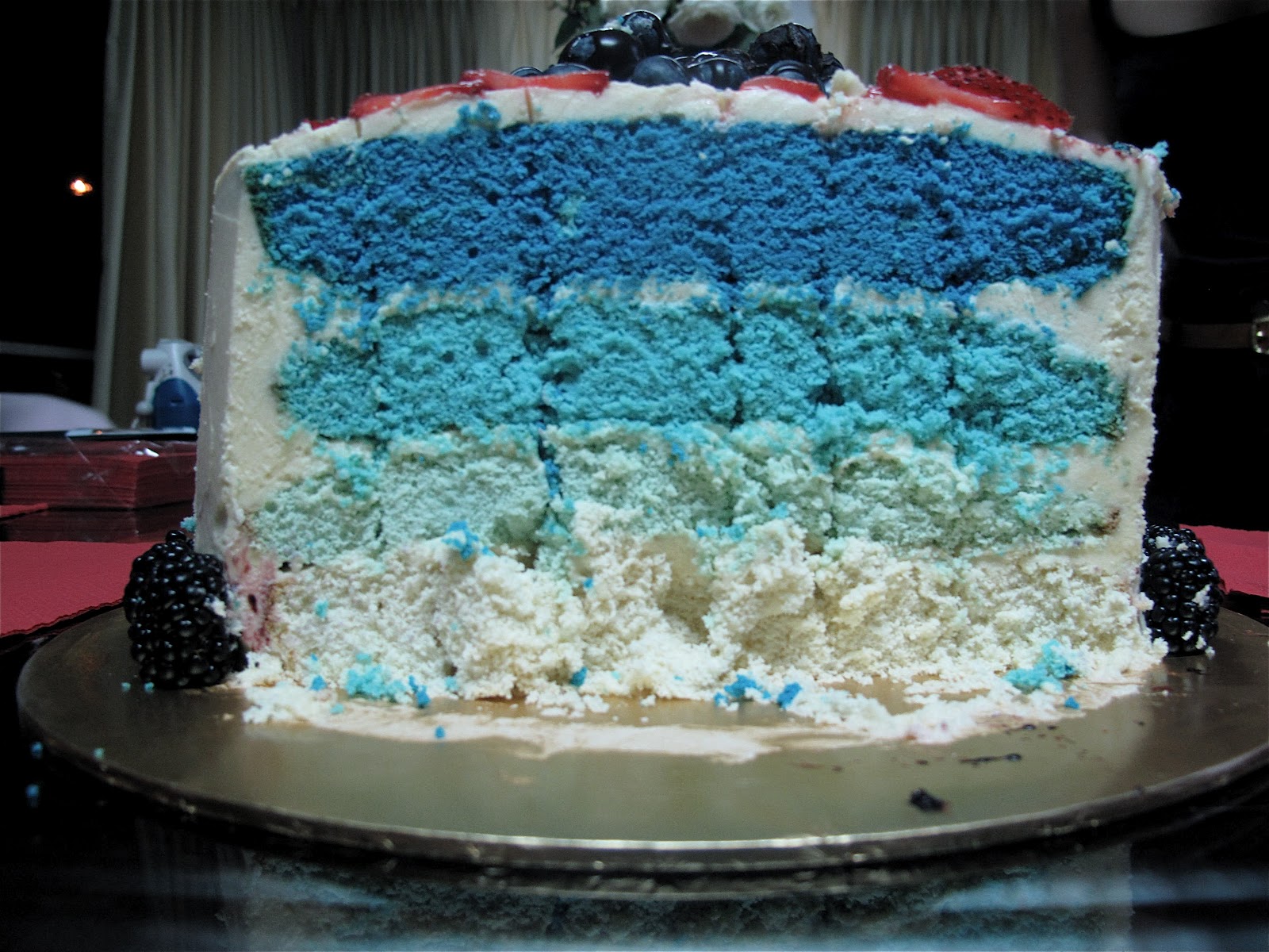 Behind the Purple Apron: Blue Ombre Vanilla Layer Cake with Buttercream ...
