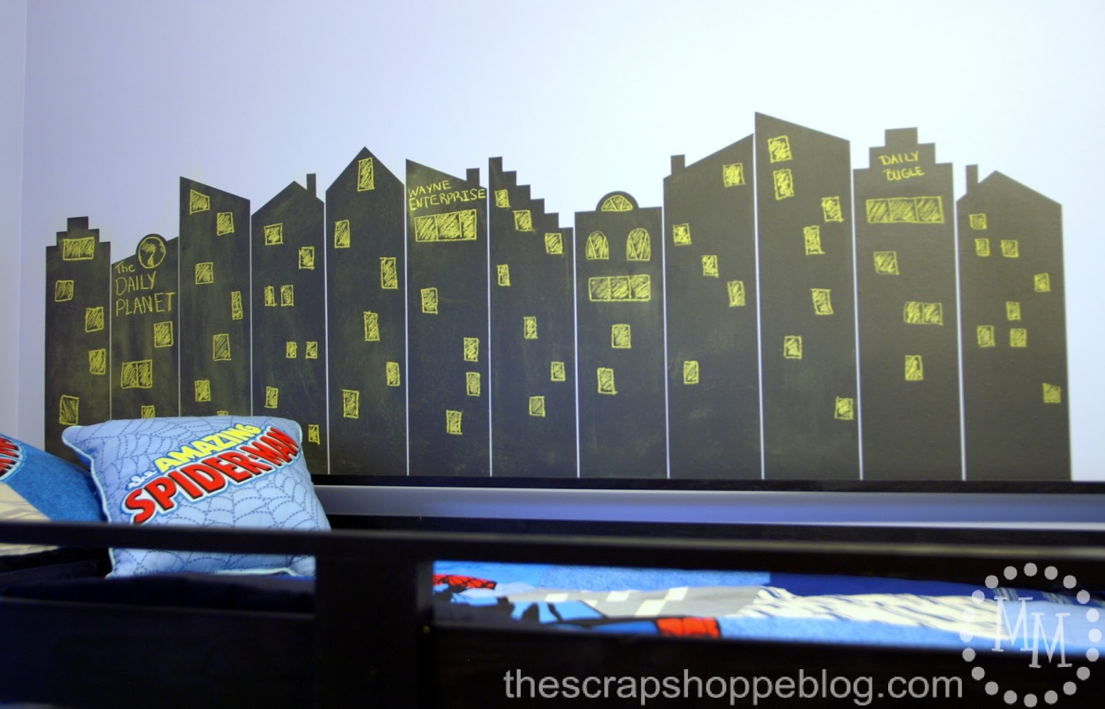 Chalkboard Superhero Skyline - The Scrap Shoppe