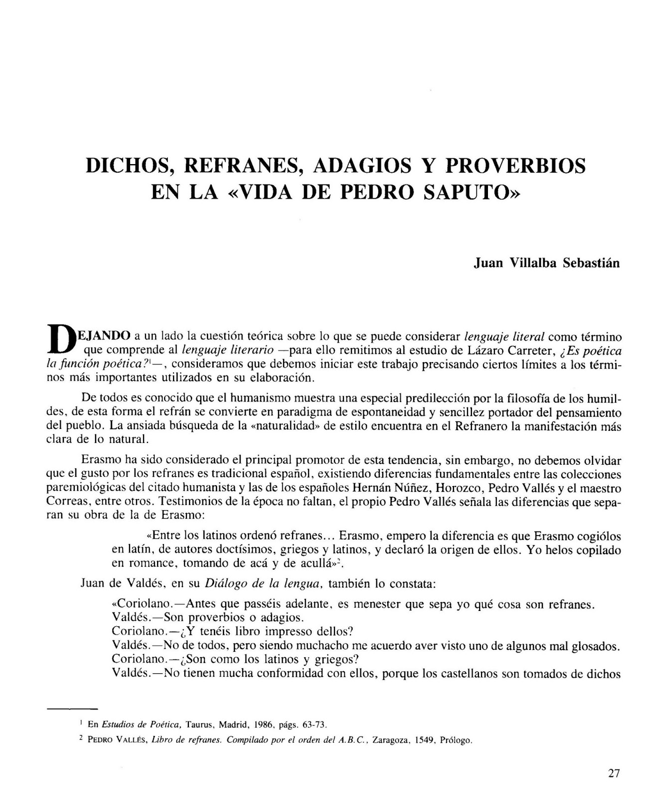 LA GLORIETA: DICHOS, REFRANES, ADAGIOS Y PROVERBIOS EN LA "VIDA DE ...