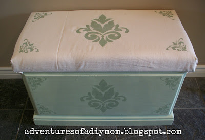 Chest/Bench Makeover - Stenciling on Fabric - Adventures of a DIY Mom