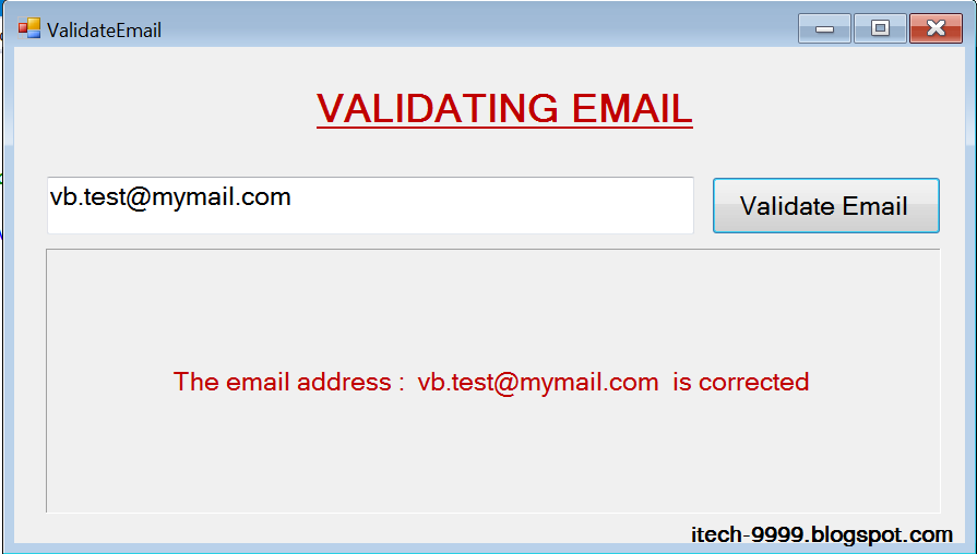 How to Validate Email Address in Textbox (VB.Net) ~ ITK