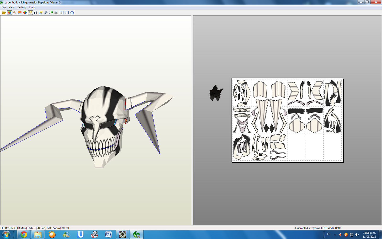 bleach papercraft: super hollow ichigo mask