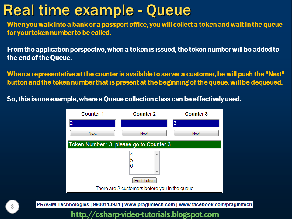 Sql Server Net And C Video Tutorial Part 84 Real Time Example Of Queue Collection Class In C