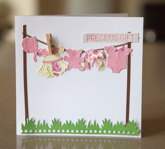 Creative Mayhem: Baby Girl Cards with Baby clothes on the washing line.