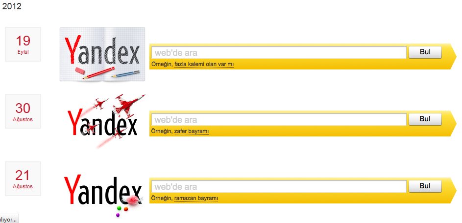 Yandex Ana Sayfasında Özel Gün Logoları - Yandex Türkiye