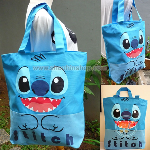 Toko Aneka Tas Fancy, Unik, Karakter Lucu: Tas Stitch Big Face Kepit Canvas