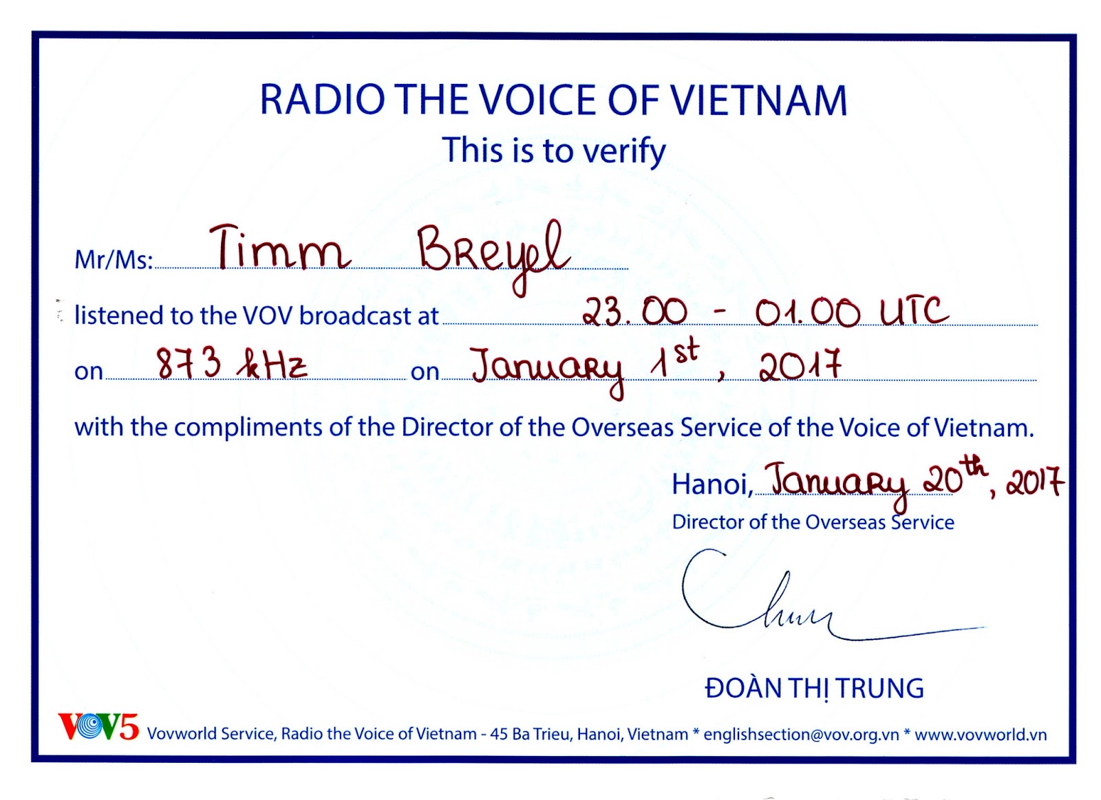 SOUTH EAST ASIA DXING: Voice of Vietnam - VOV-4 (via Thành phố Cần Thơ)