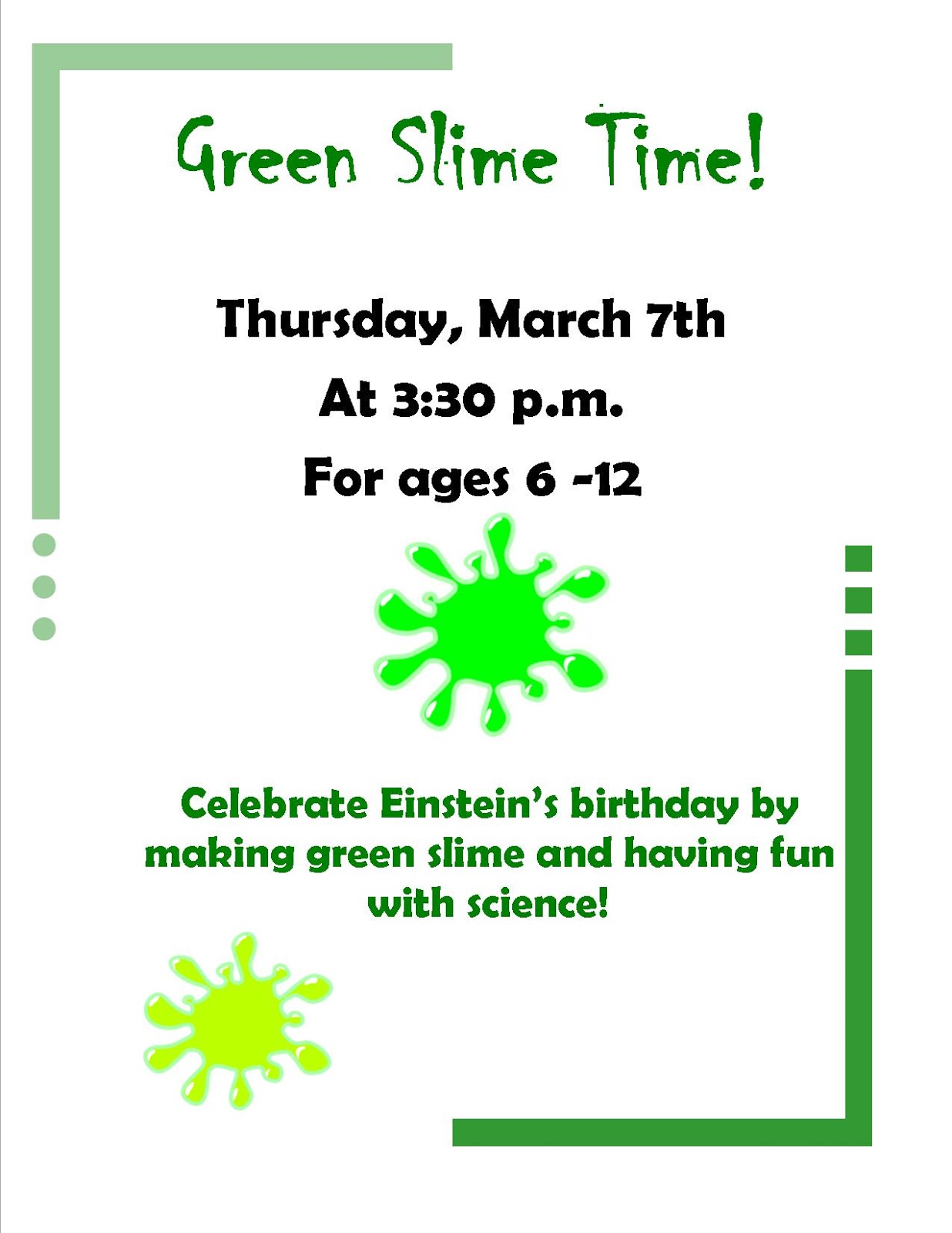 Franklin Matters: Franklin Library: Fun Club - Green Slime Time