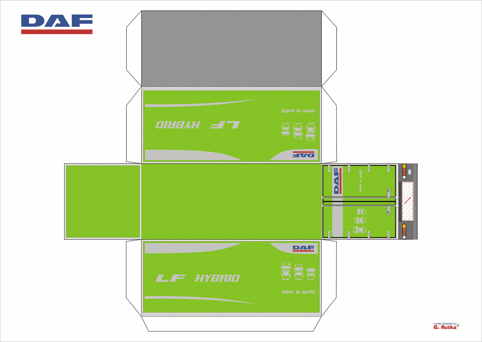 SP. Papel Modelismo: PaperCraft Caminhão Baú DAF LF Hybrid