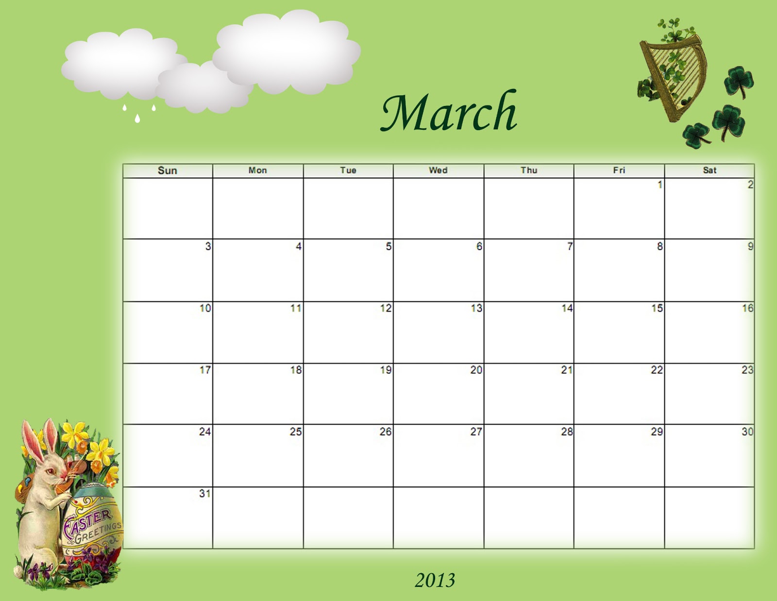 Printable and Desktop Calendars for March