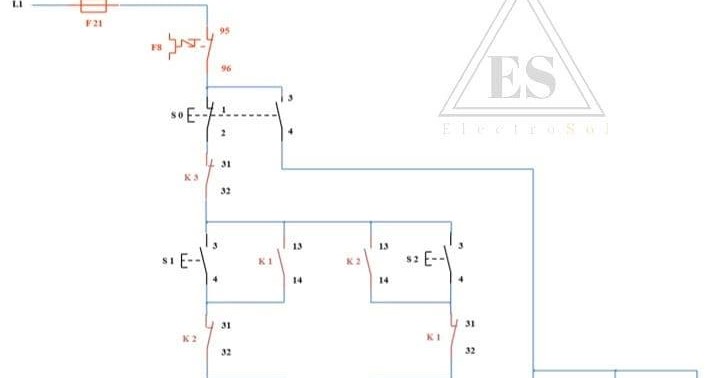 ElectroSol: Diagrama de mando de freno electromagnético con inversión de giro
