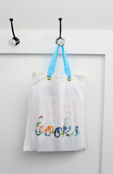 IHeart Organizing: DIY Flour Sack Book Bag {plus a Promo and a GIVEAWAY}