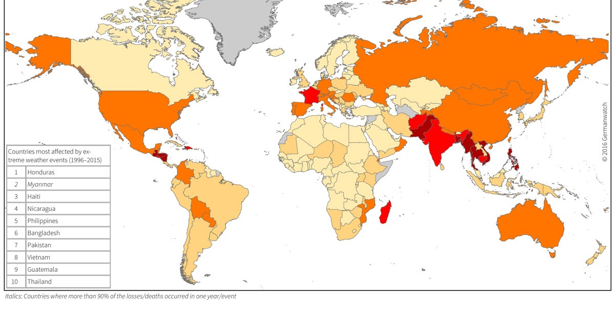Climate Risk Index: Ranking 1996 - 2015