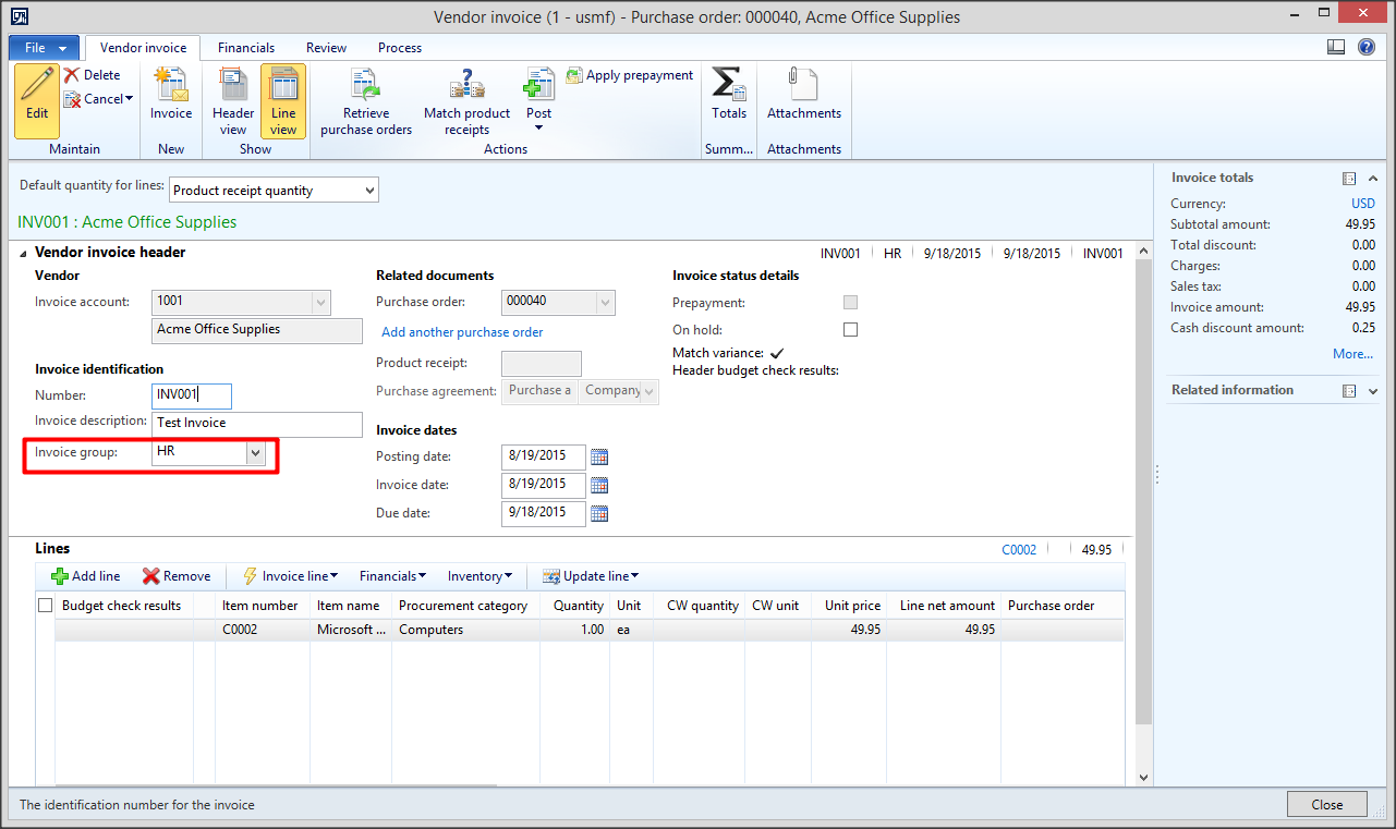 Dynamics AX Tips: AX 2012 | Add invoices to invoice groups