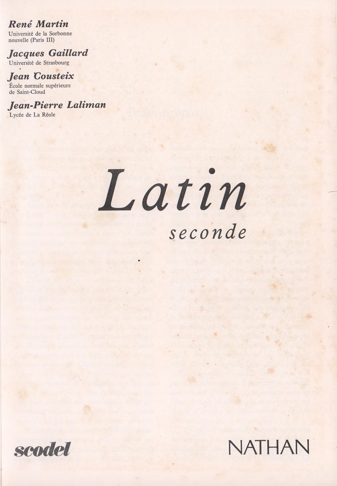 école : références: Martin, Gaillard, Cousteix, Laliman, Latin seconde ...