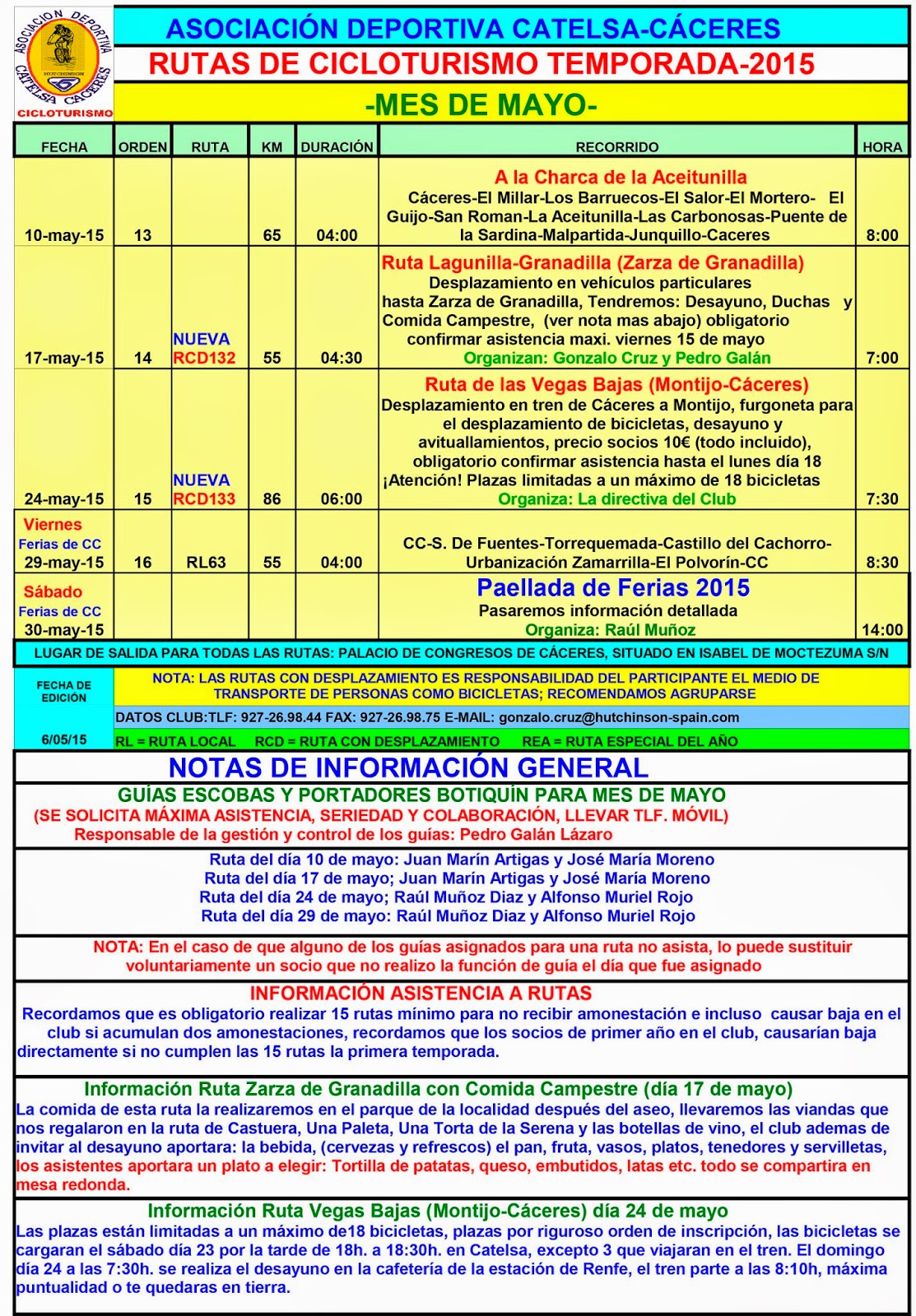 Club de BTT Catelsa Cáceres: Rutas programadas