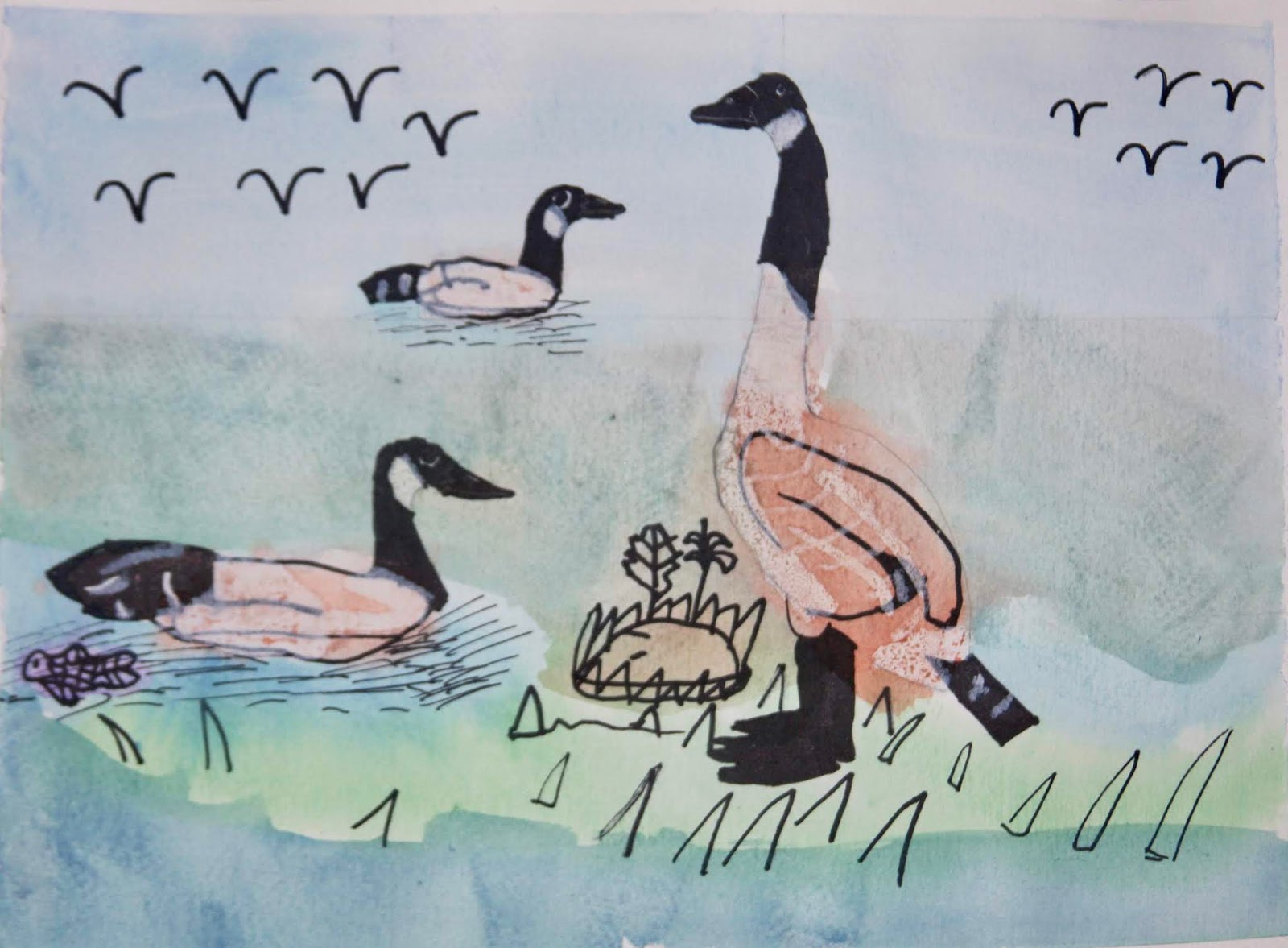 A Learning Journey: Canadian Geese Art Project