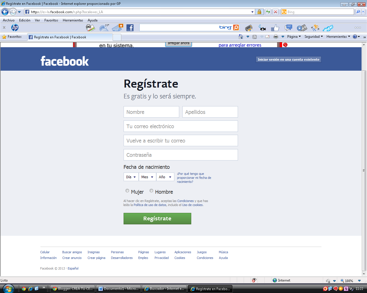 CREA TU CEUNTA FACEBOOK ES FÁCIL: COMO CREAR TU CUENTA FACEBOOK