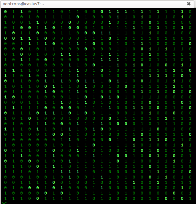 Efecto Matrix en la Shell (consola) de Linux ~ Codig0x22