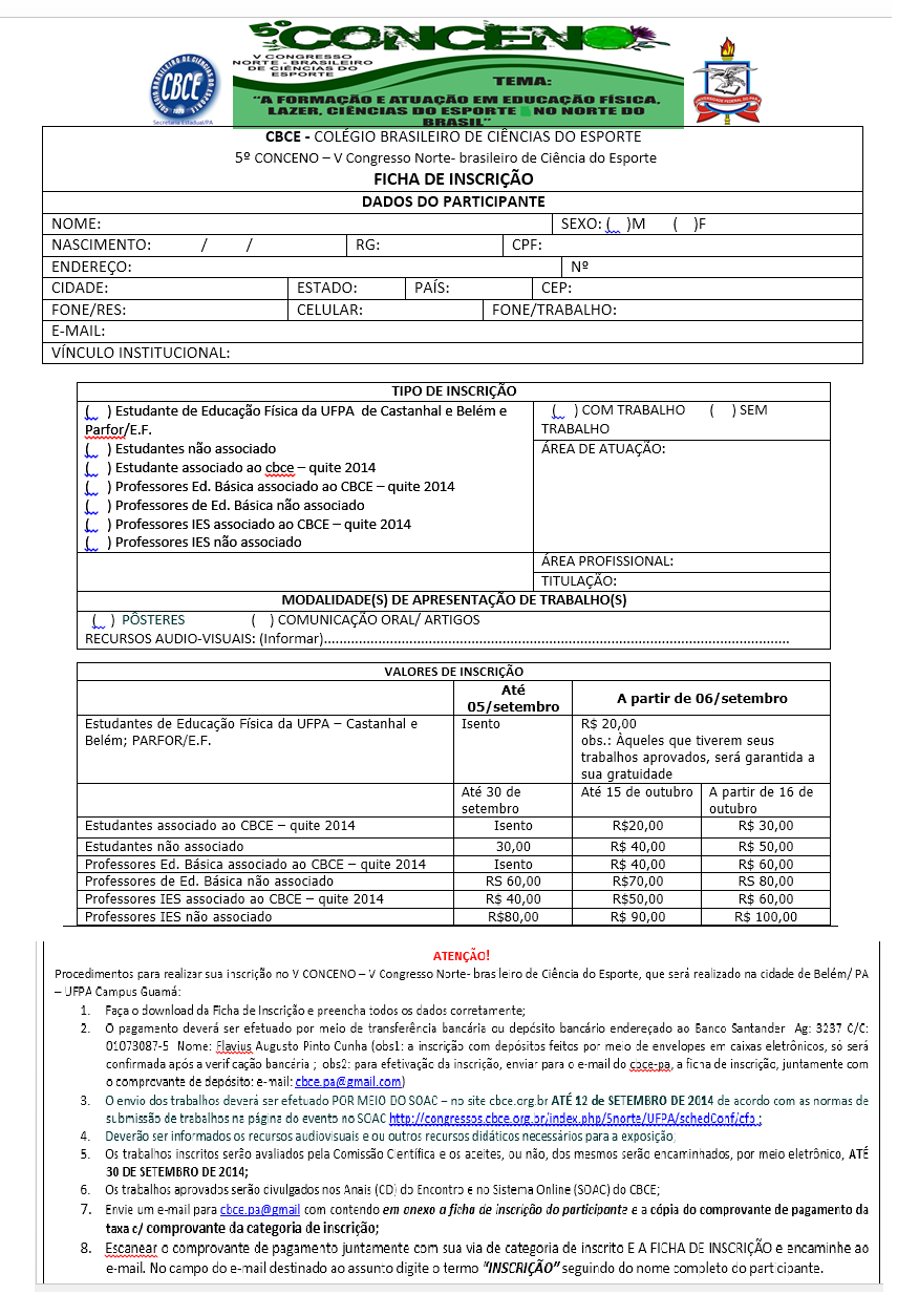 Colégio Brasileiro de Ciências do Esporte - Secretaria Estadual do Pará ...