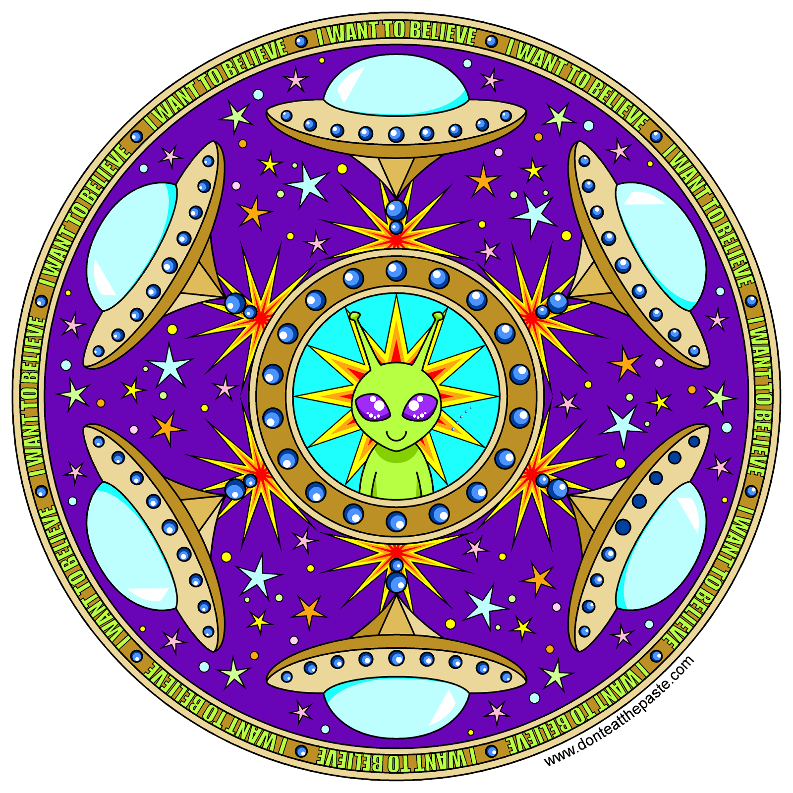 Don't Eat the Paste: Alien Mandala to print and color