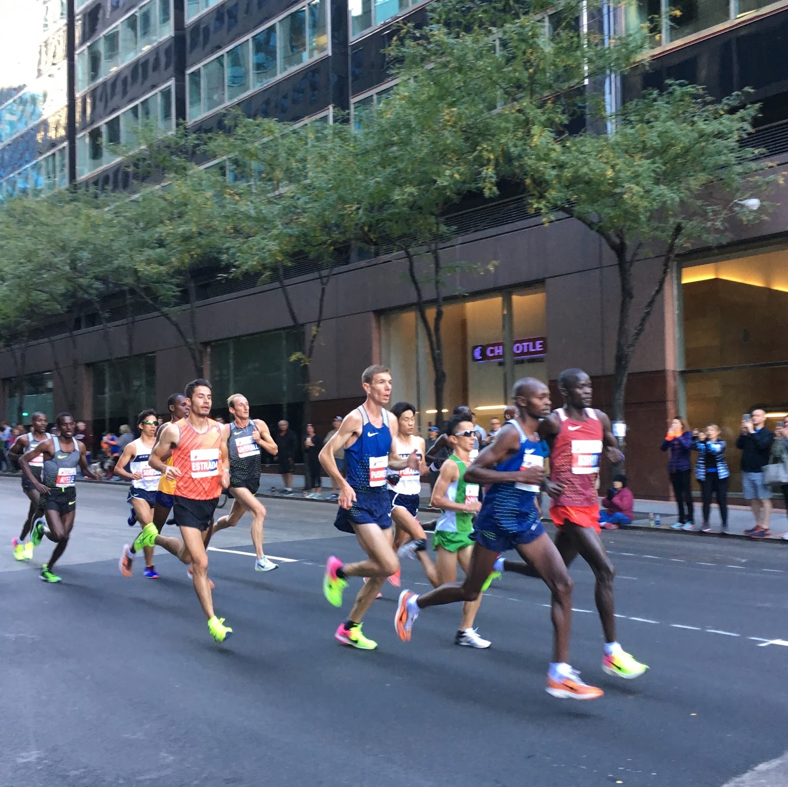 About 5 minute after that group passed by, the elite women came down ...