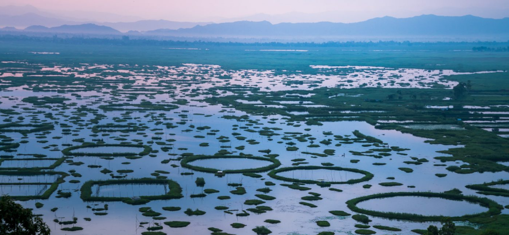 Loktak Lake, the only floating phumdis in Manipur