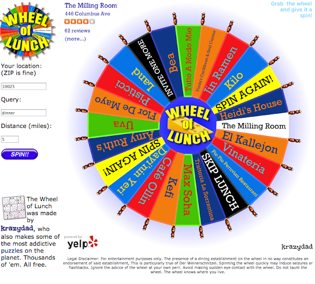 Seduced by the New...: Interactive Wheel of Lunch
