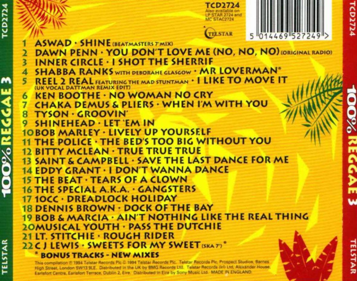 CARATULAS DE CD DE MUSICA: 100% Reggae 3