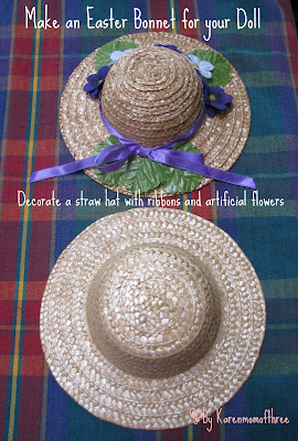 Karen Mom of Three's Craft Blog: Make an Easter Bonnet for your doll
