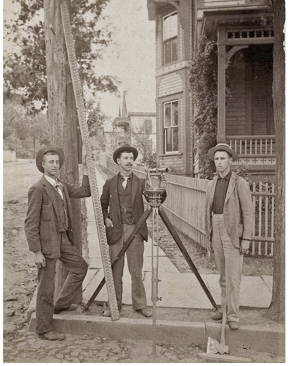 Fertile Minds: Reprint of Land Surveyors, Transit, Leveling Rod, Axe ...