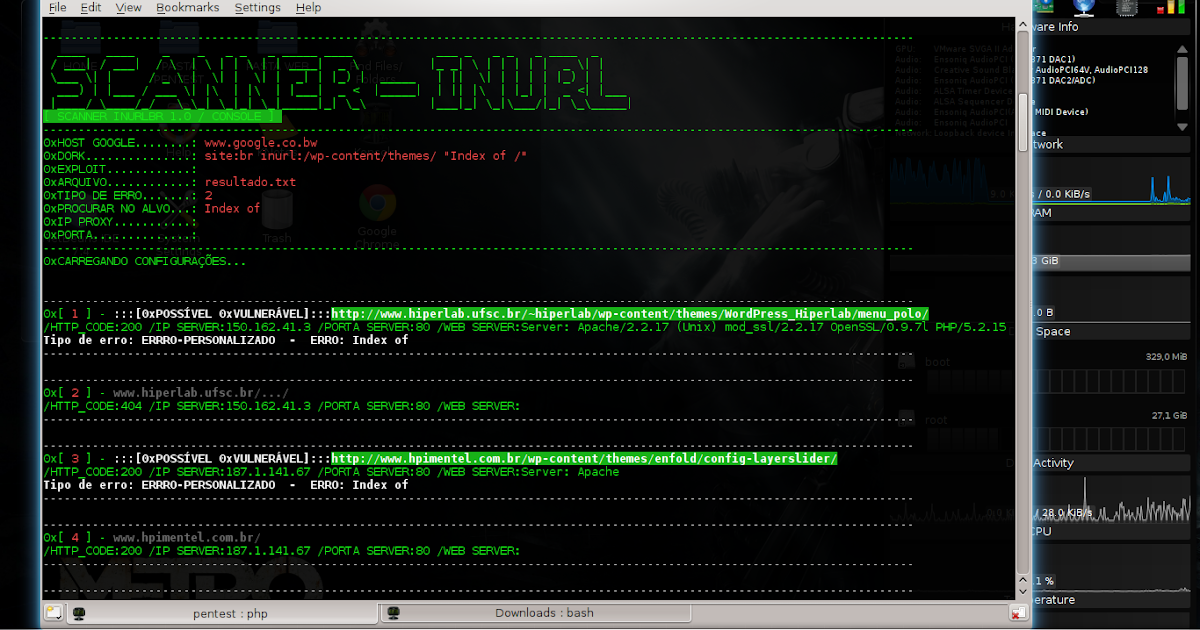 [ SCANNER INURLBR / TERMINAL. ] | Google INURL - Brasil