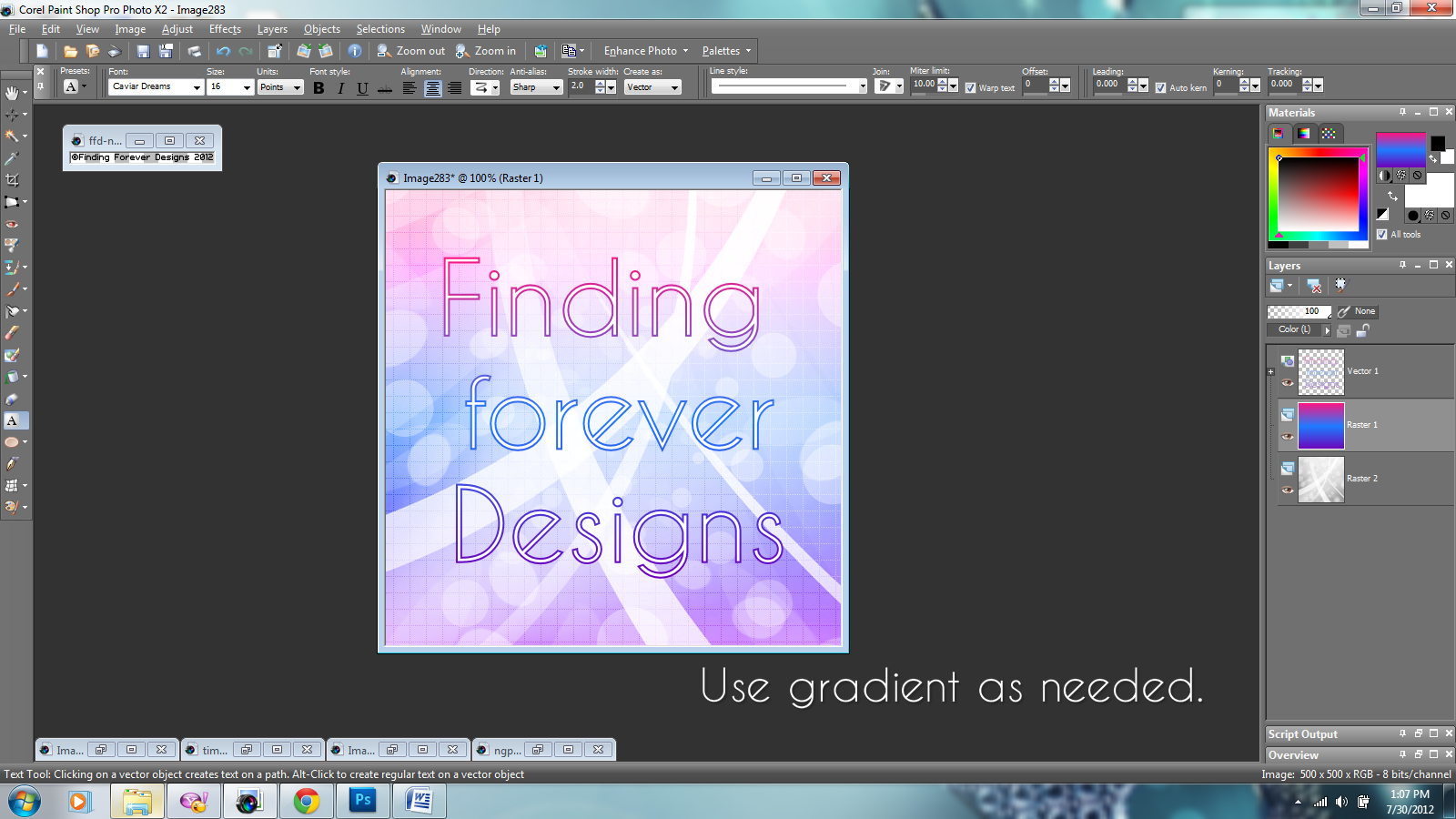 Finding Forever Designs: TUTORIAL: Customizing a Gradient -- Paint Shop Pro