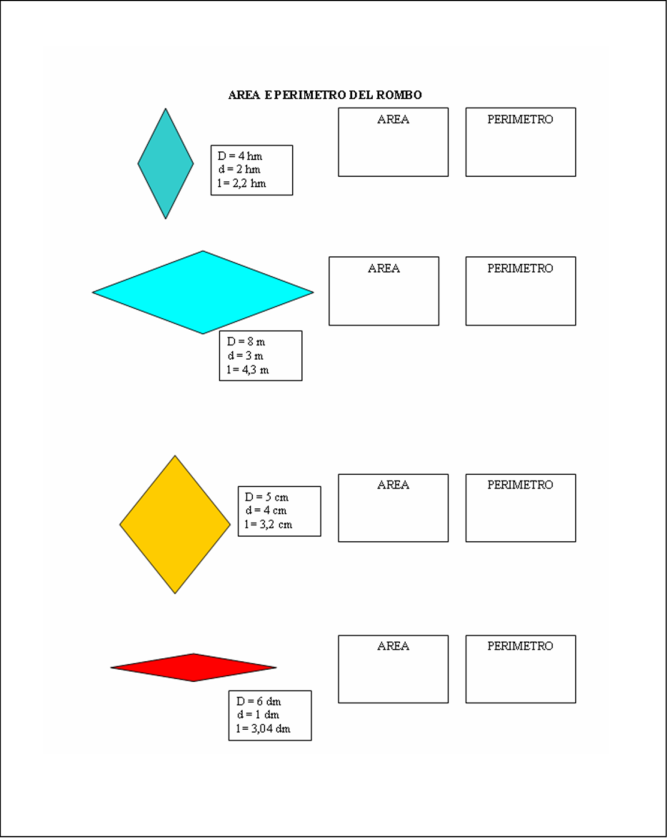 didattica matematica scuola primaria: Area del romboide, del rombo e ...