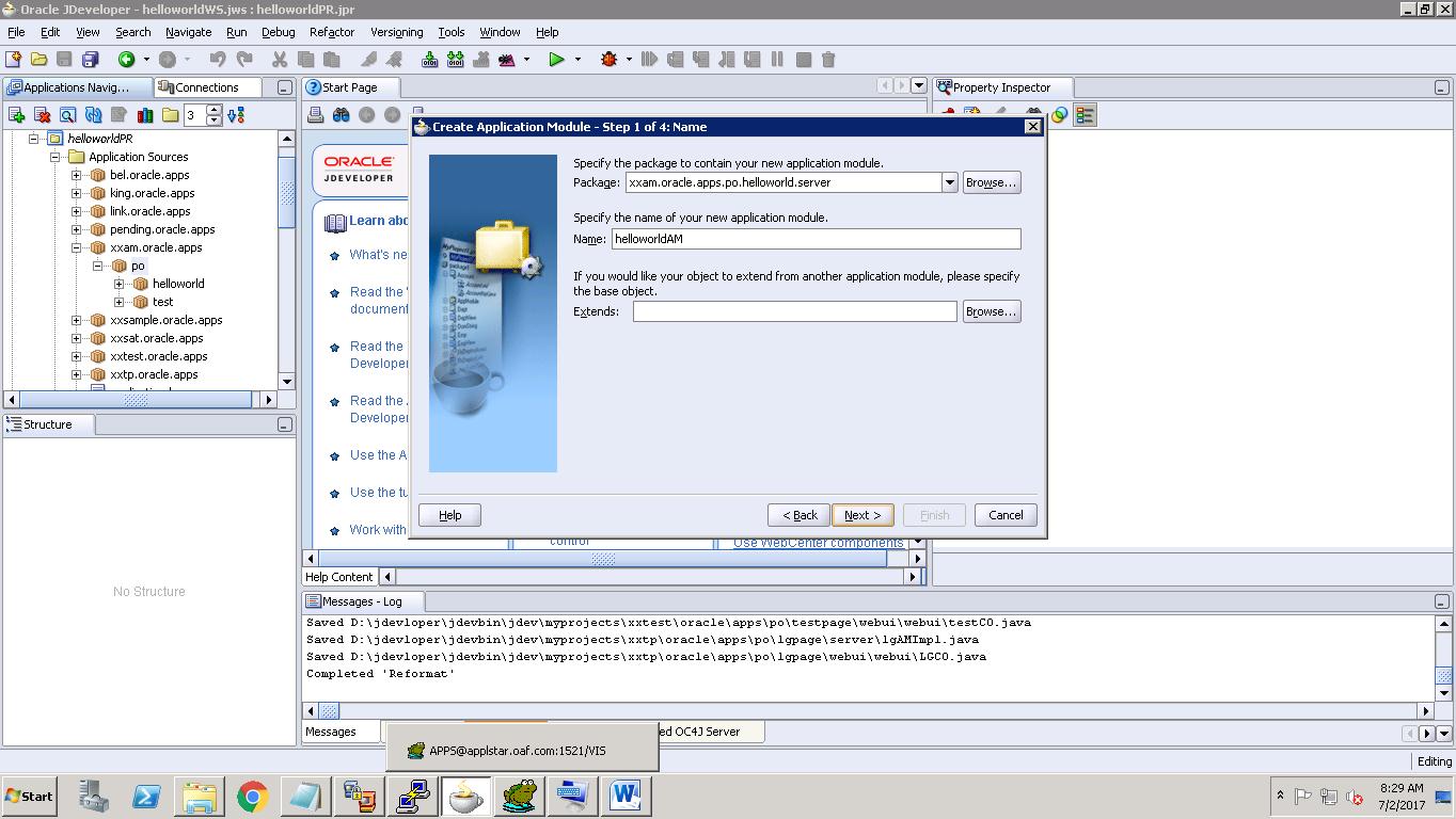 Oracle Application Framework: Hello World Page in OAF