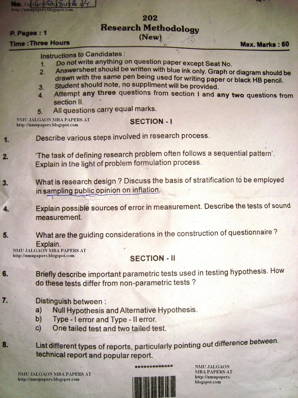 NMU PAPERS: MBA 1 ST YEAR | 202| RESEARCH METHODOLOGY | NMU JALGAON ...