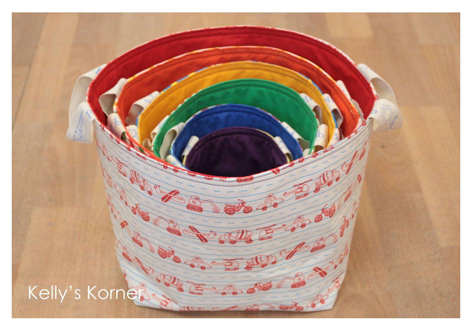 kms handmade: Rainbow Fabric Buckets