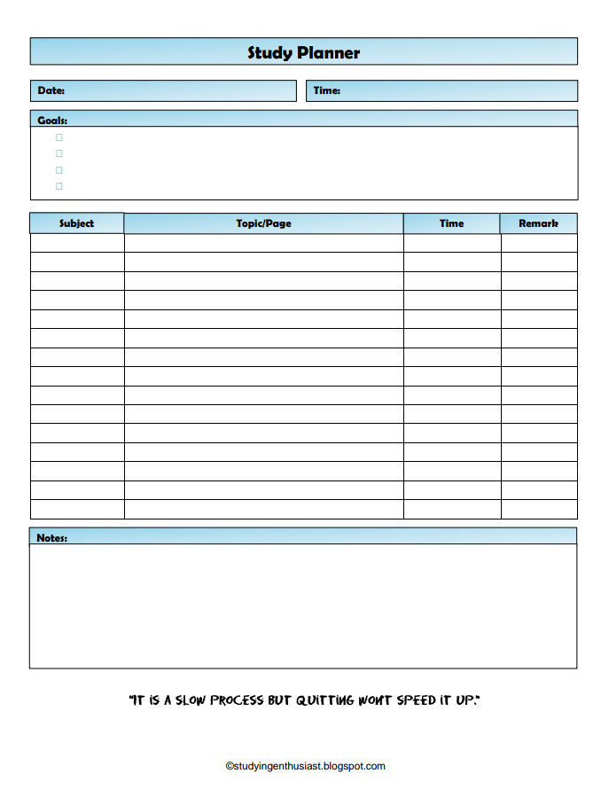 Free Daily Study Planners