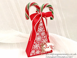 scrimpingmommy: Tree shape candy cane box.