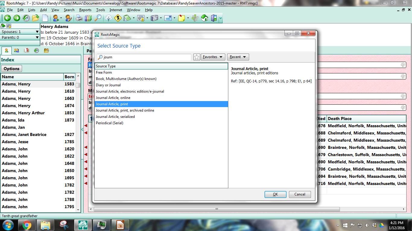 Genea-Musings: Creating Source Citations in RootsMagic 7 - Post 1: New ...