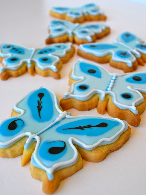 Blue butterfly biscuits